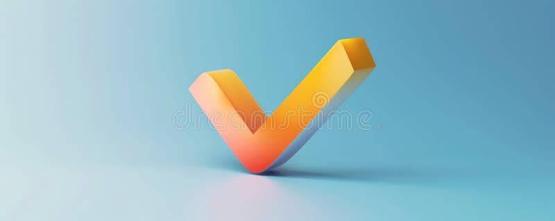 3d Gradient Check Mark on Blue Background Stock Photo - Image of simple ...