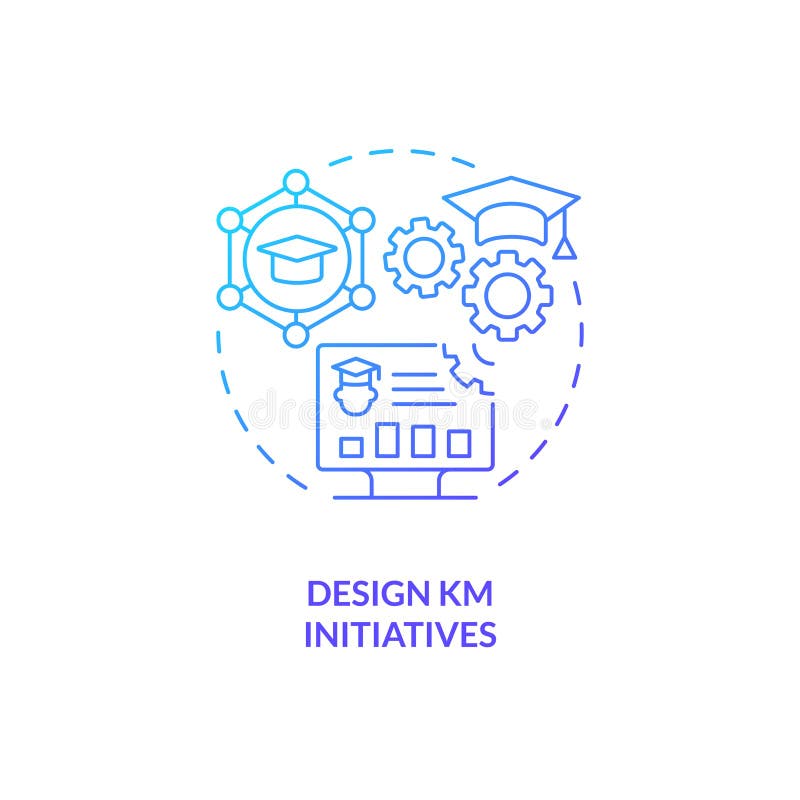 2D Gradient Design KM Initiatives Linear Icon Concept Stock Vector ...