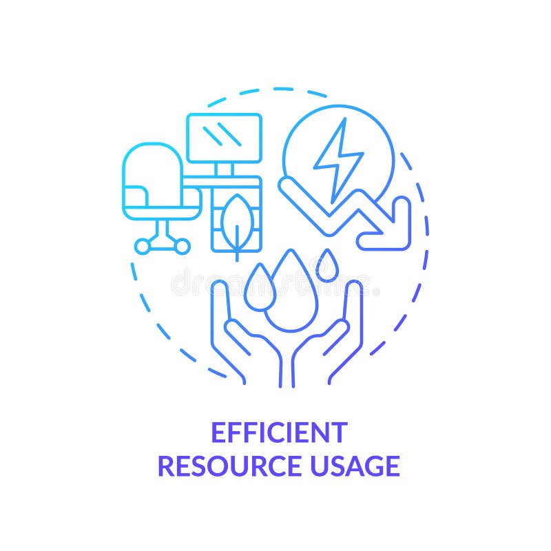 2D Gradient Efficient Resource Usage Line Icon Concept Stock Vector ...