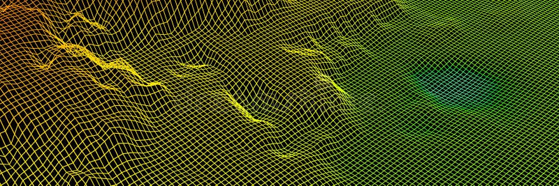 3D Gradient Neon Grid Terrain Stock Illustration - Illustration of ...