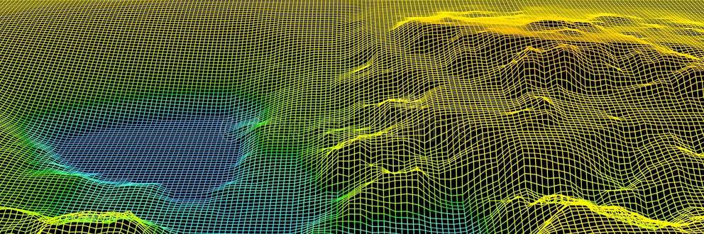 3D Gradient Neon Grid Terrain Stock Illustration - Illustration of ...