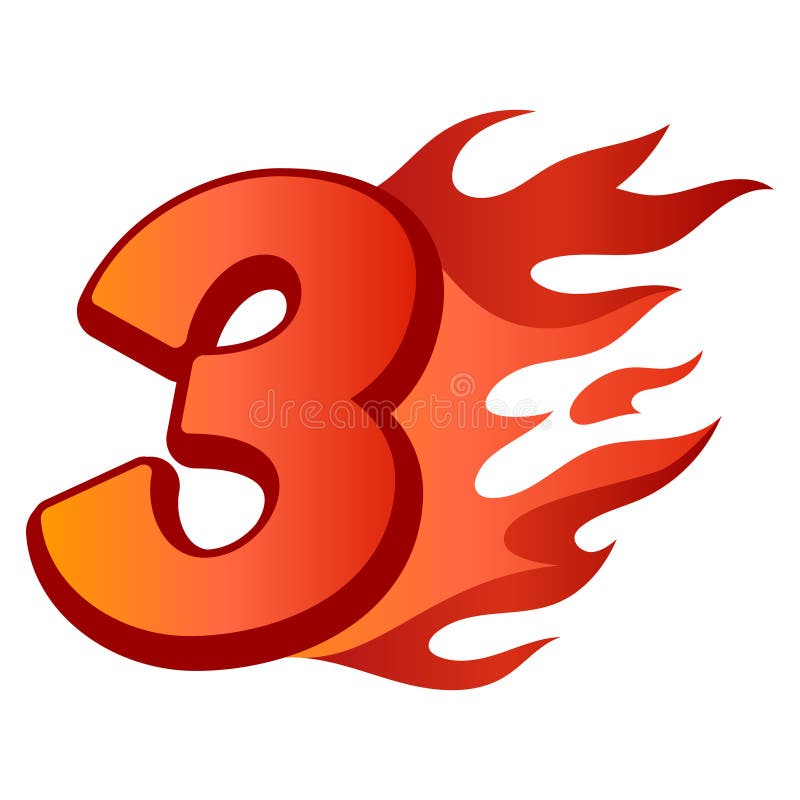 3D Gradient Number with Fire Stock Illustration - Illustration of ...