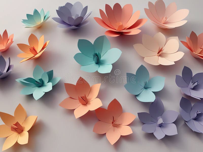 2d Gradient Paper Style Flowers - Generated by Ai Stock Illustration ...