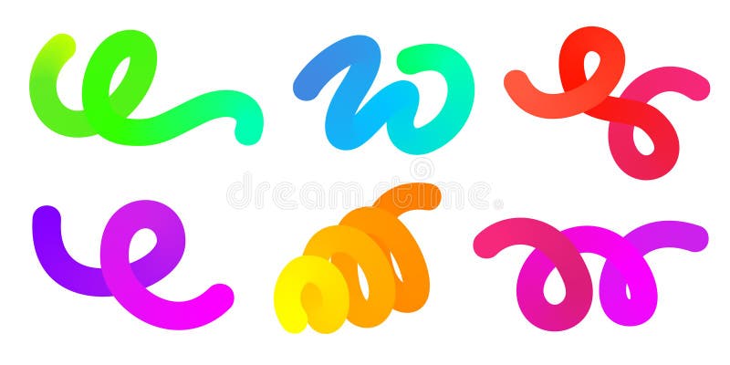 3D Gradient Shapes. Abstract Rainbow Colored Fluid Swirl Elements on ...