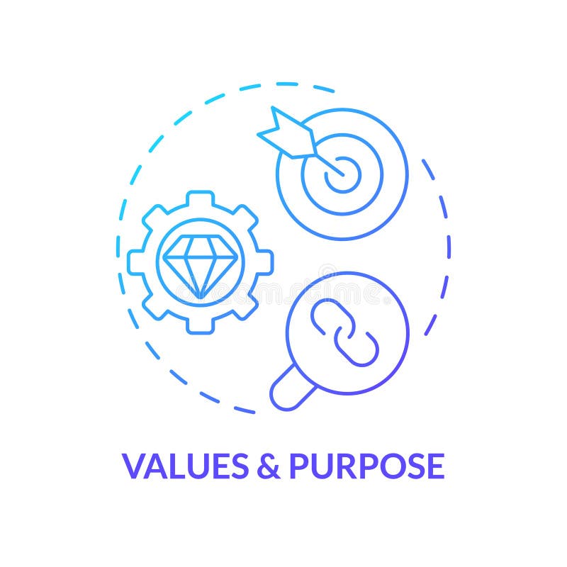 2D Gradient Thin Line Icon Values and Purpose Concept Stock Vector ...