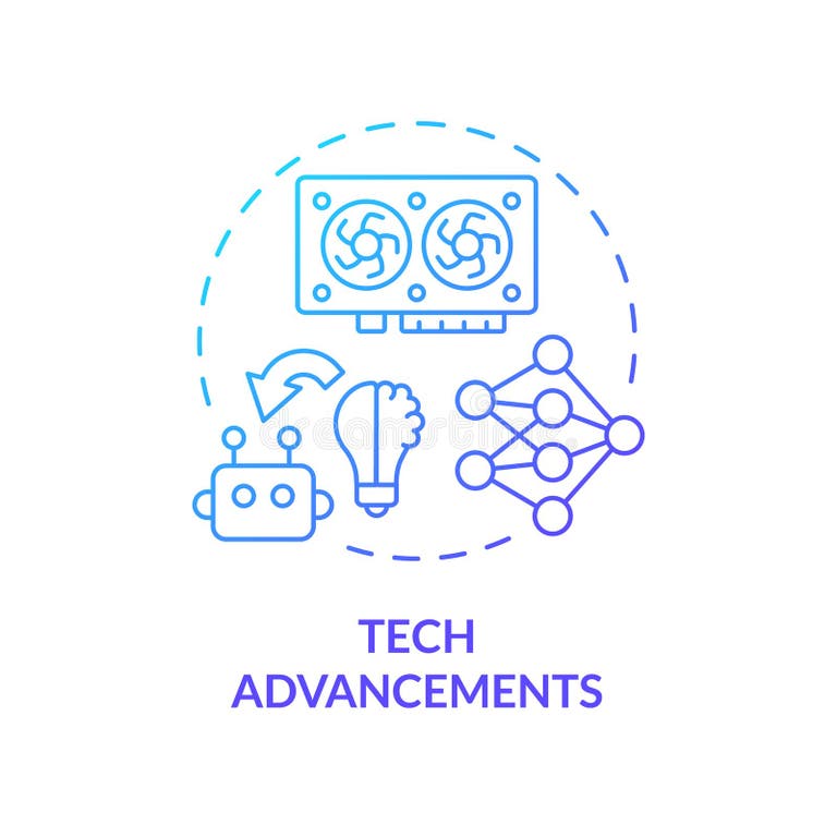 2D Gradient Thin Linear Icon Tech Advancements Concept Stock Vector ...
