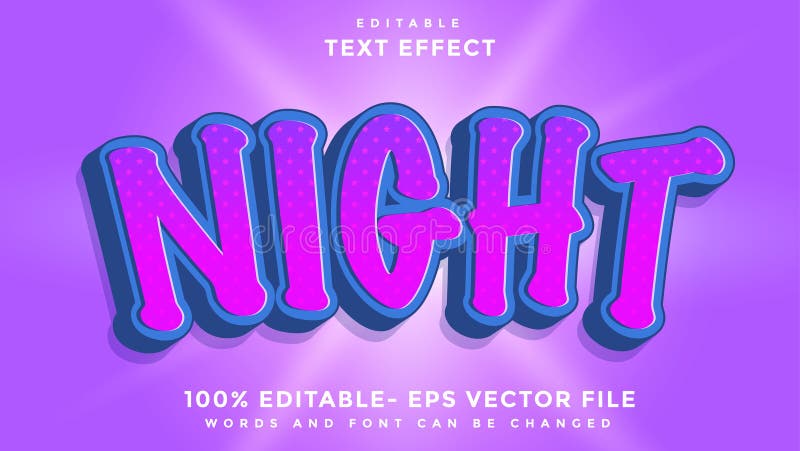 3d Gradient Night Editable Text Effect Design, Effect Saved in Graphic ...