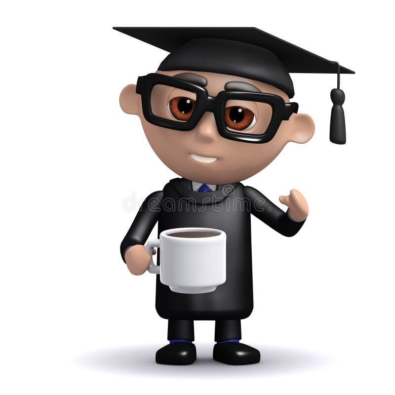3d Graduate coffee break stock illustration. Illustration of ceremony ...