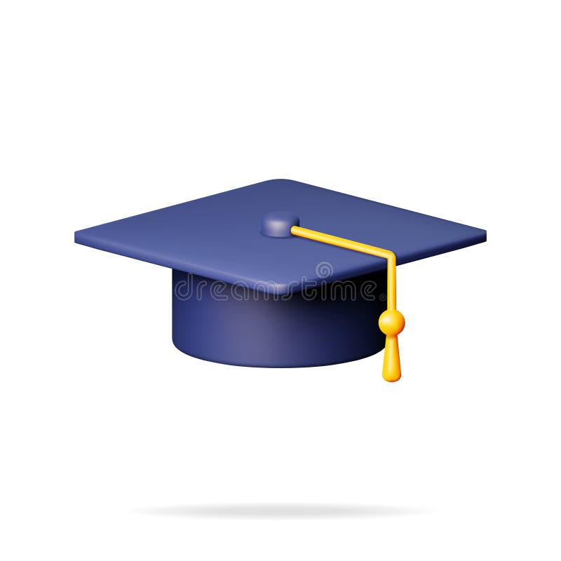 3D Graduation Cap Isolated on White Stock Vector - Illustration of ...