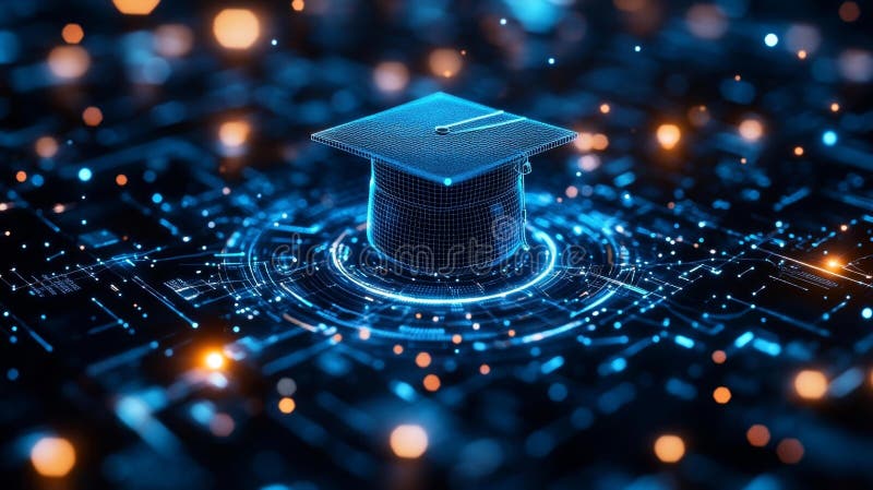 3D Graduation Cap in Technology Stock Illustration - Illustration of ...