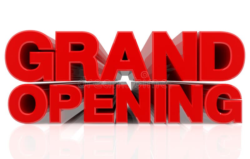 3D GRAND OPENING Word on White Background 3d Rendering Stock ...