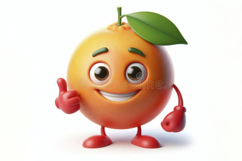 Smiling Grapefruit Character with Leaves Stock Illustration ...