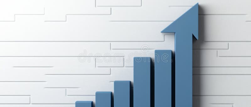3D Graph with Ascending Bars and Arrow on Textured Background Representing Growth and Success ...