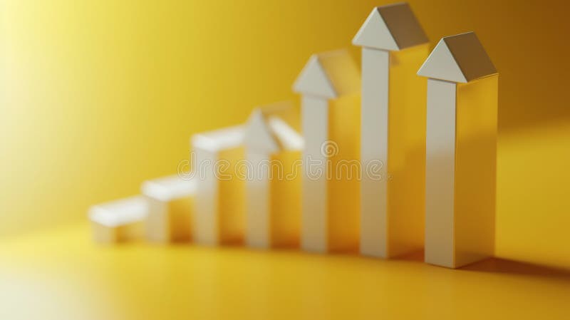 3D Graph Chart with Upward Trends on Yellow Background Stock ...
