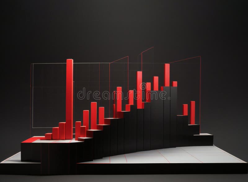 3D Graph with Copy Space Black and Red Stock Illustration ...