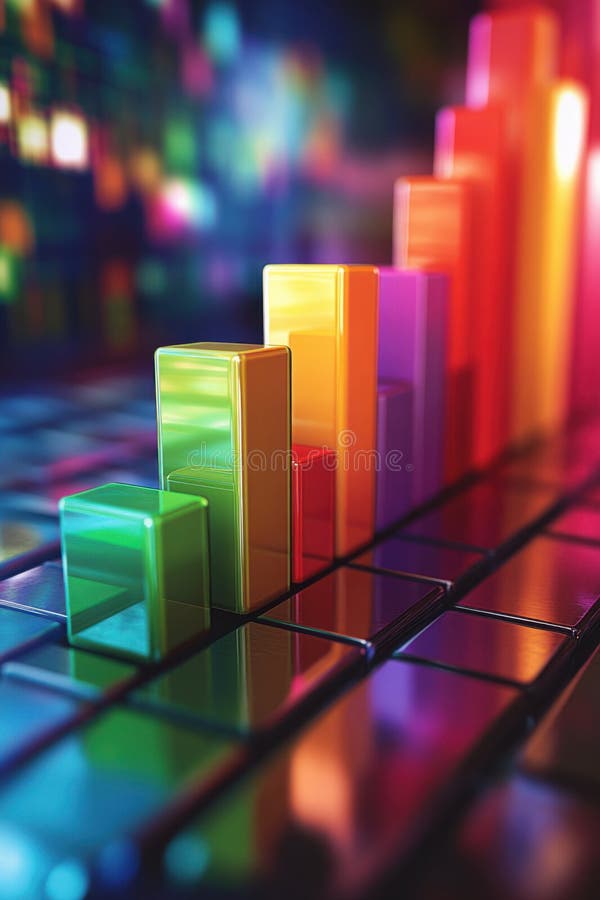 3D Graph Design, a Vibrant 3D Graph Illustrating Growth and Progress ...