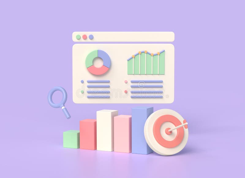 3d Graph, Target and Arrow, Chart. Data Analytics Concept. SEO ...