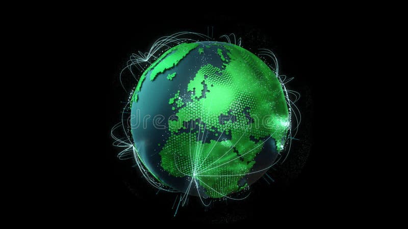 3D Graphic Animation of Earth Globe Spin in Universe with Connection ...
