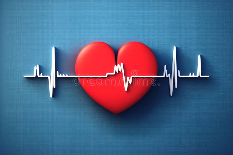 3D Graphic Cardiogram. Heart Pulse with Line Chart on Clear Background ...