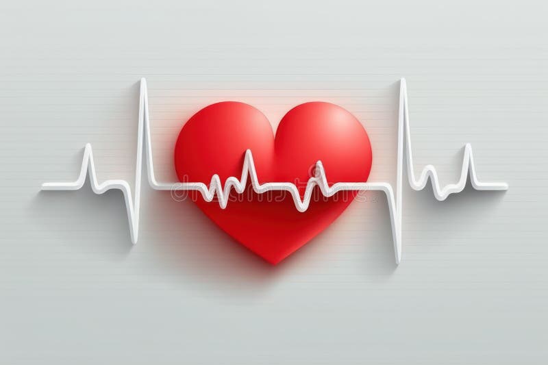 3D Graphic Cardiogram. Heart Pulse with Line Chart on Clear Background ...