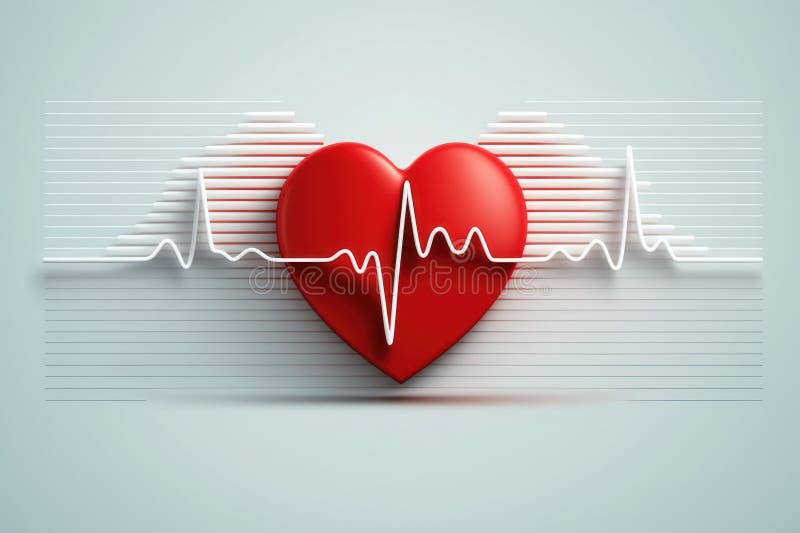 3D Graphic Cardiogram. Heart Pulse with Line Chart on Clear Background ...