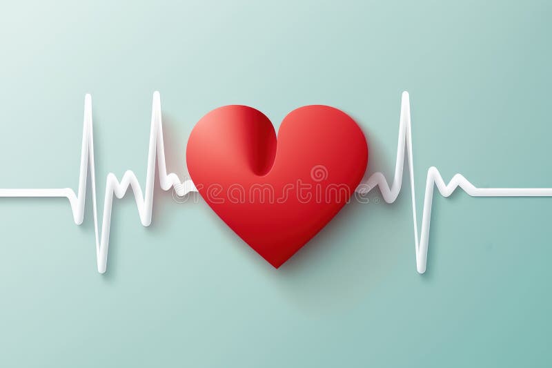 3D Graphic Cardiogram. Heart Pulse with Line Chart on Clear Background ...
