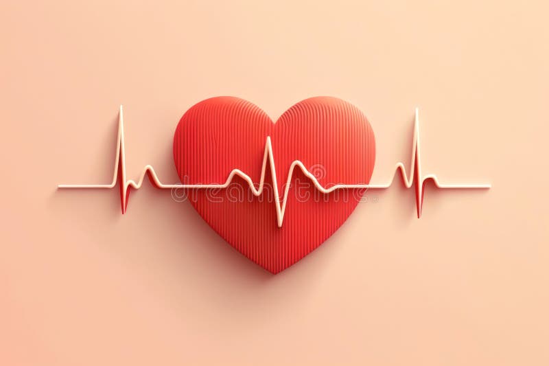 3D Graphic Cardiogram. Heart Pulse with Line Chart on Clear Background ...