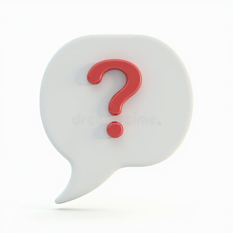 White Speech Bubble Icon with a Red Question Mark in the Center on a ...