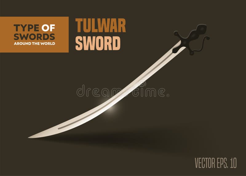 The Design of the Ancient Tulwar One-Edged Sword Stock Illustration ...