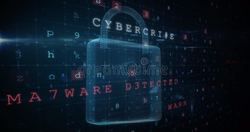 A 3d Graphic View of Cyber Security Lock that Has Cyber Crime Threats ...