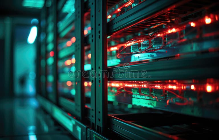 3D Graphics Concept Big Data Center Activates Servers Information ...