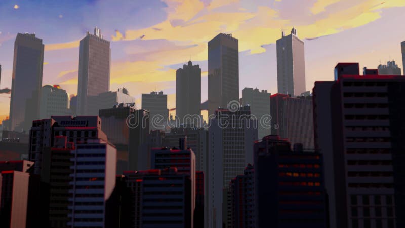 Stylized Anime City Side View Flythrough Seamless Loop Stock Video ...