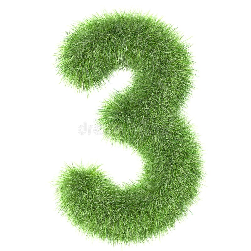 3d Grass Creative Cartoon Nature Decorative Number 3 Stock Illustration ...
