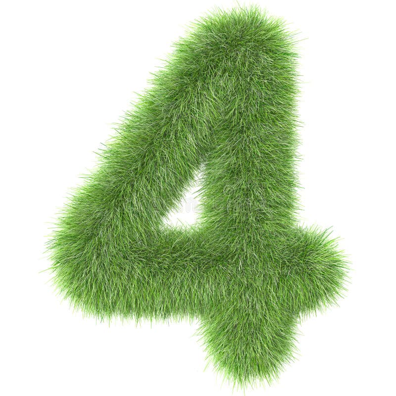 3d Grass Creative Cartoon Nature Decorative Number 4 Stock Illustration ...