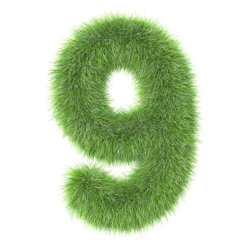 3d Grass Creative Cartoon Nature Decorative Number 9 Stock Illustration ...