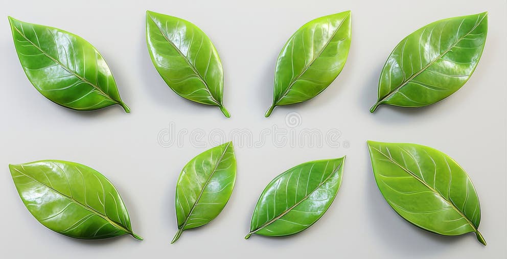 3D Grass Leaf Illustration Set for Spring and Summer Borders or Banners ...