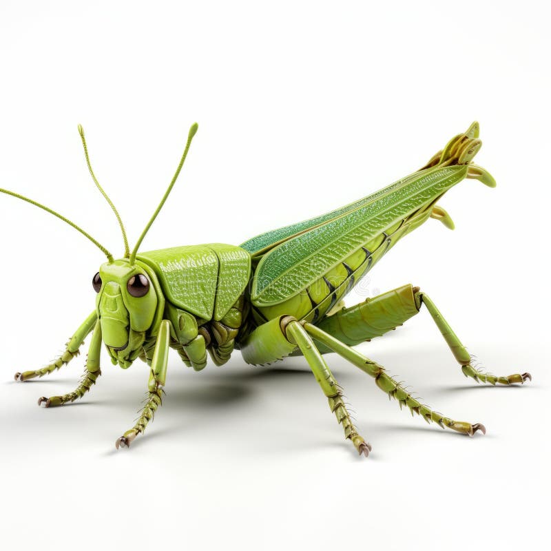 Realistic 3d Grasshopper Model on White Background Stock Illustration ...