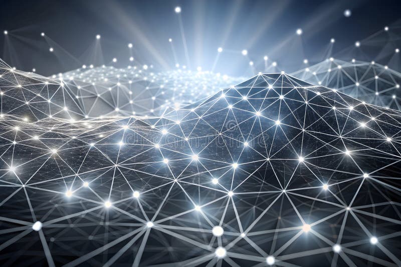 3D Gray Abstract Wireframe Technology Background Stock Illustration ...