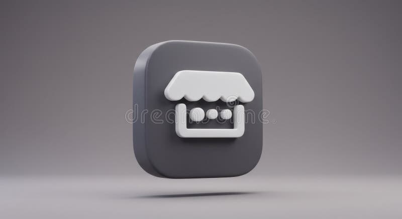 3D Gray App Icon of a White Minimalist Store Stock Illustration ...