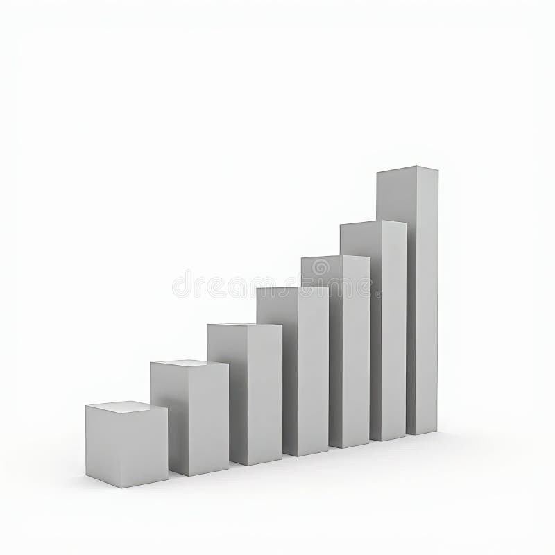 3D Gray Bar Chart Showing Upward Trend Against a White Background ...