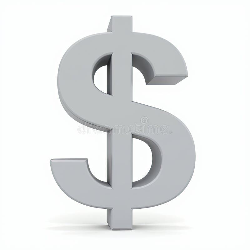 3D Gray Dollar Sign on a Plain Background. Stock Illustration ...