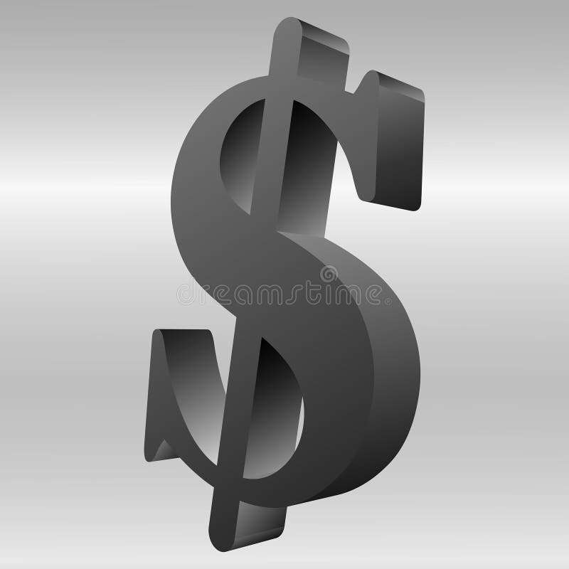 3D Gray Dollar Symbol on Gradient Background Stock Vector ...