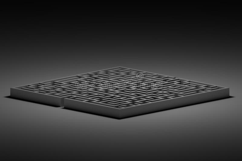 3D Gray square maze stock illustration. Illustration of footpath ...