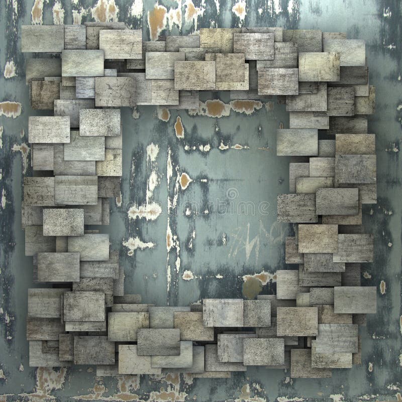 3d Gray Square Tile Grunge Pattern on Blue Grungy Wall Stock ...
