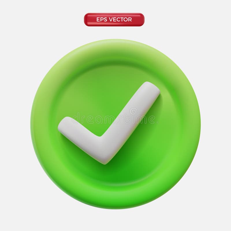 3D Green Accept Sign Cartoon Render Style Stock Vector - Illustration ...