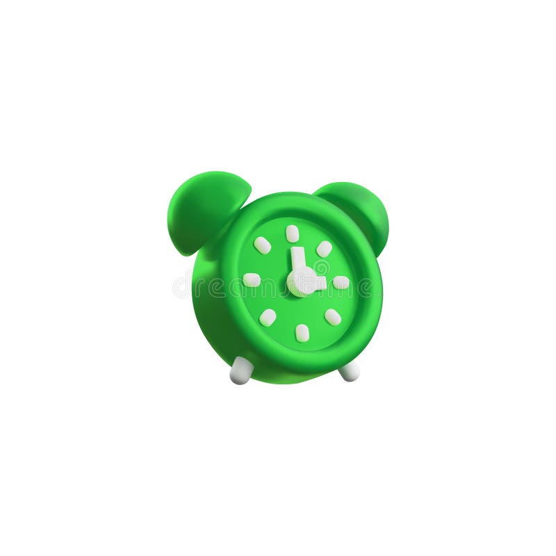 3D Green Alarm Clock, Render Watch, Sleeping or Deadline Timer, Vector ...