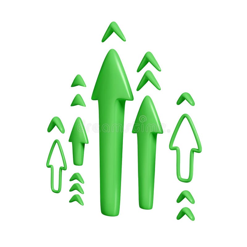 3D green arrows set stock illustration. Illustration of navigation ...