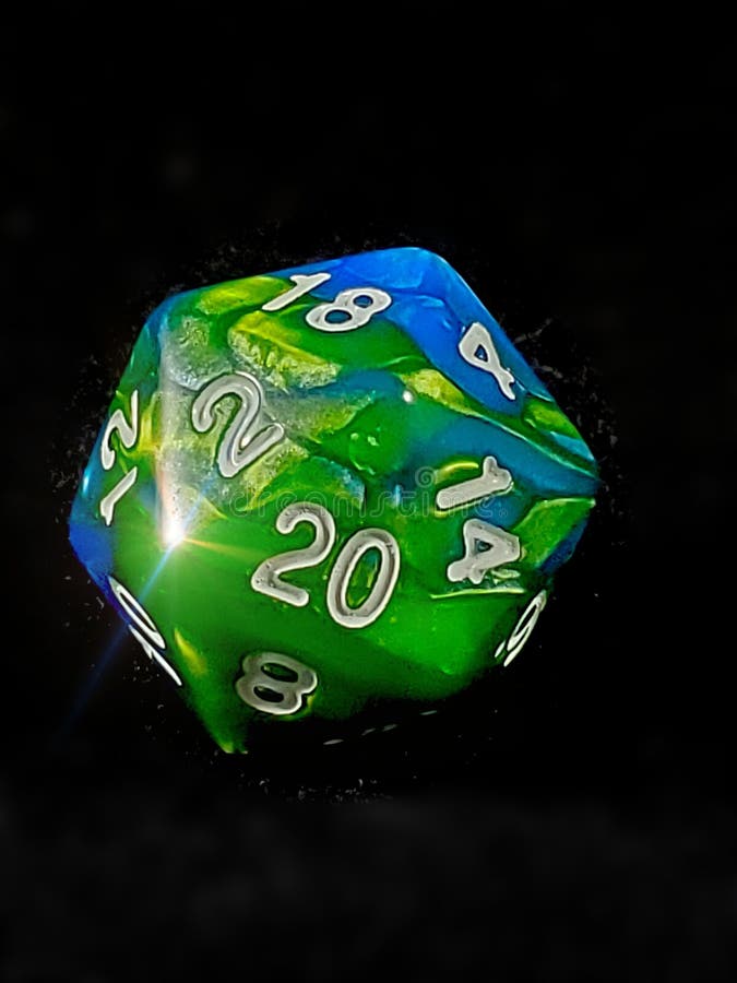 D20 in green and blue stock photo. Image of blue, dice - 179579348