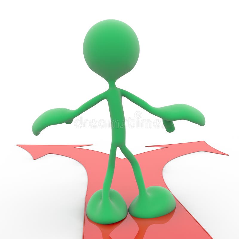 3d Green Character Makes a Choice Stock Illustration - Illustration of ...