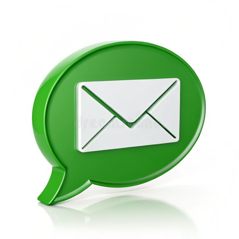3D Green Chat Bubble with a White Envelope Icon Isolated on Transparent ...